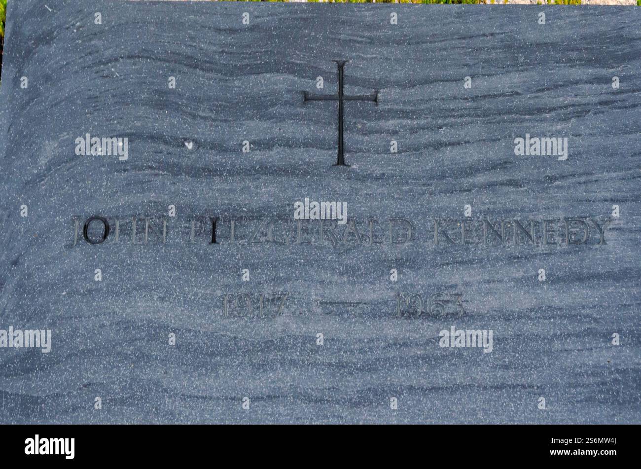 John F. Kennedy gravestone at Arlington National Cemetery Stock Photo ...