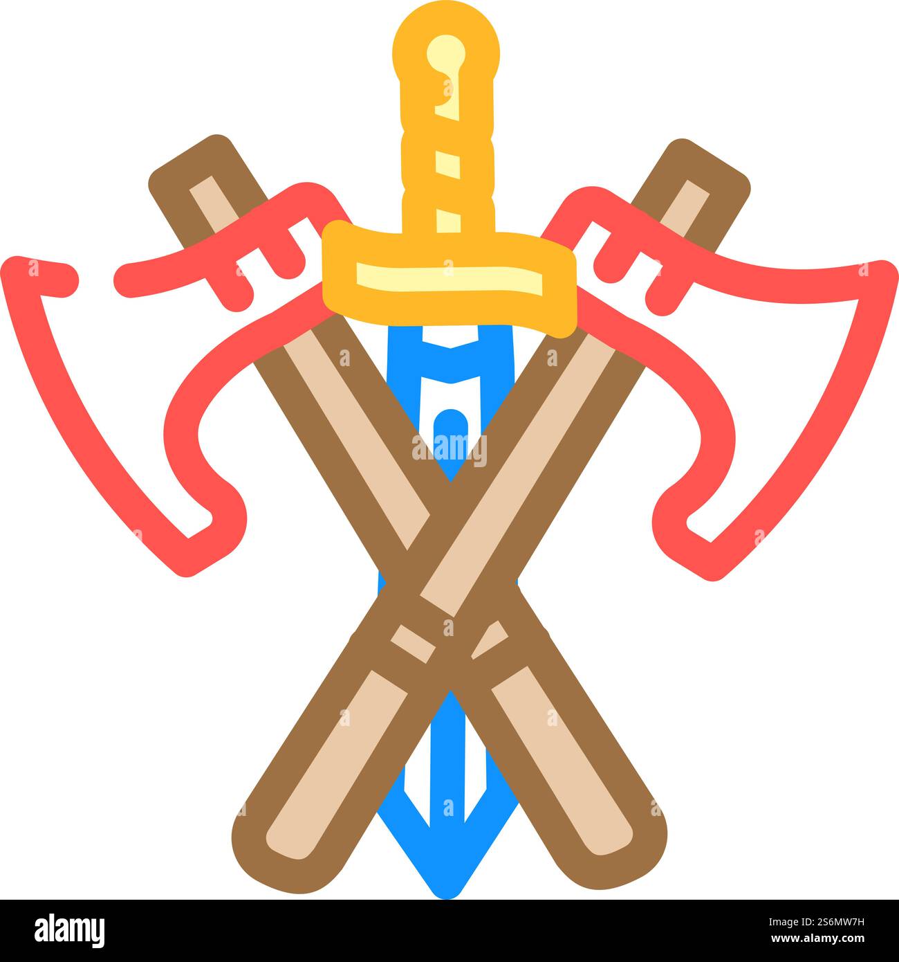 sword and ax weapon fairy tale color icon vector. sword and ax weapon ...