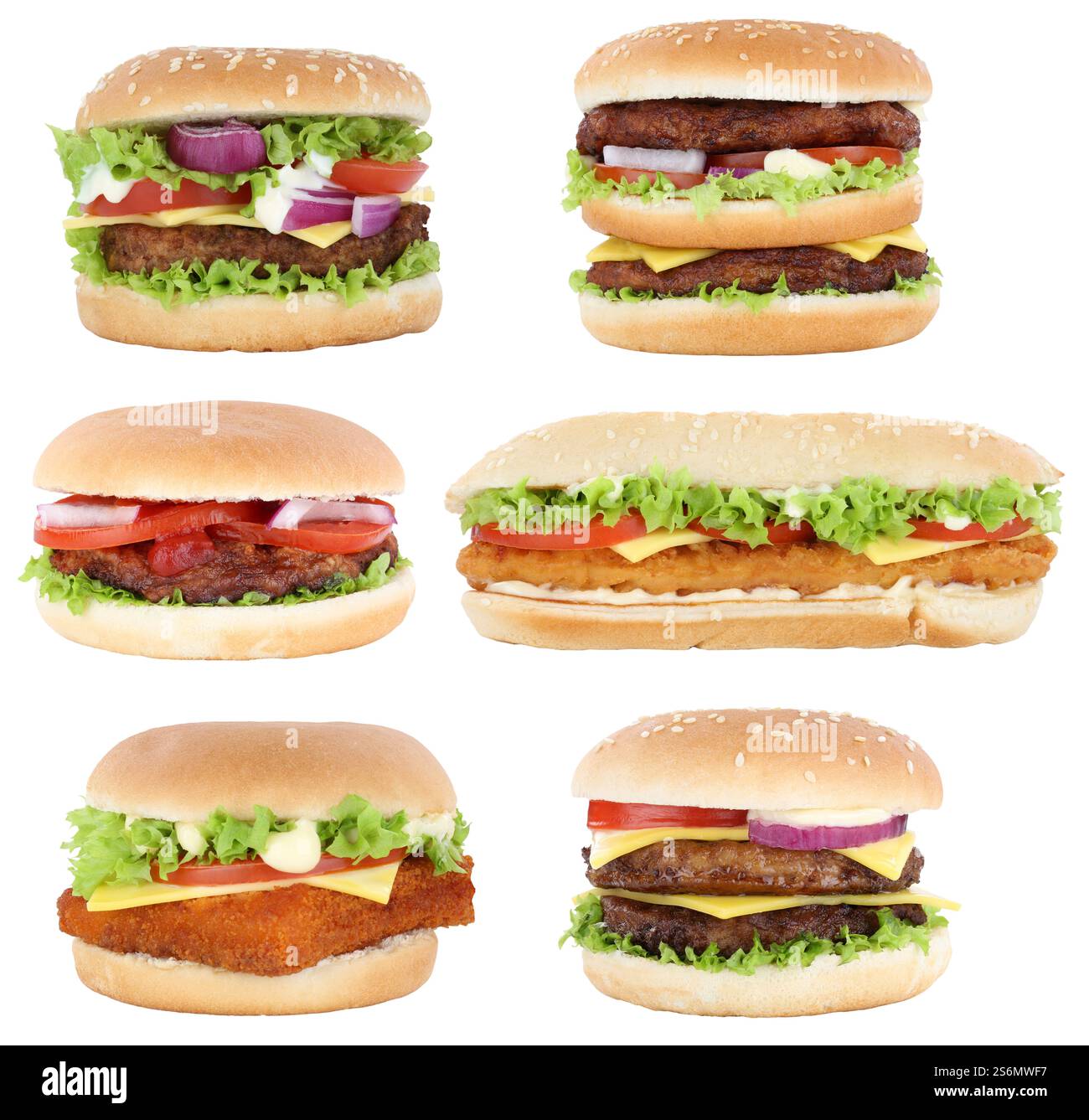 Hamburger Collection Collage Cheeseburger Burger Cheese Tomato Salad ...