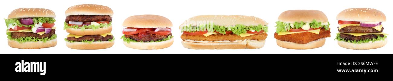 Hamburger collection collage cheeseburger burger cheese tomato salad ...