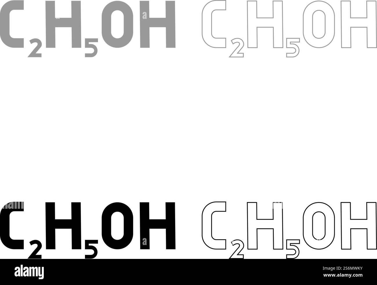 Chemical formula C2H5OH ethanol Ethyl alcohol set icon grey black color ...