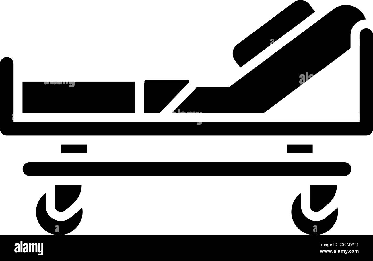 Hospital Bed Icon. Black Stencil Design. Vector Illustration Stock ...