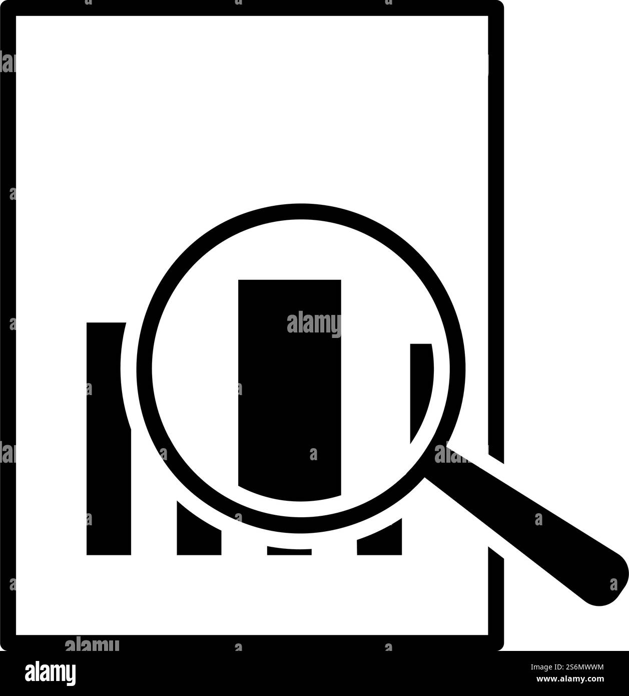 Magnificent Glass On Paper With Chart Icon. Black Stencil Design ...