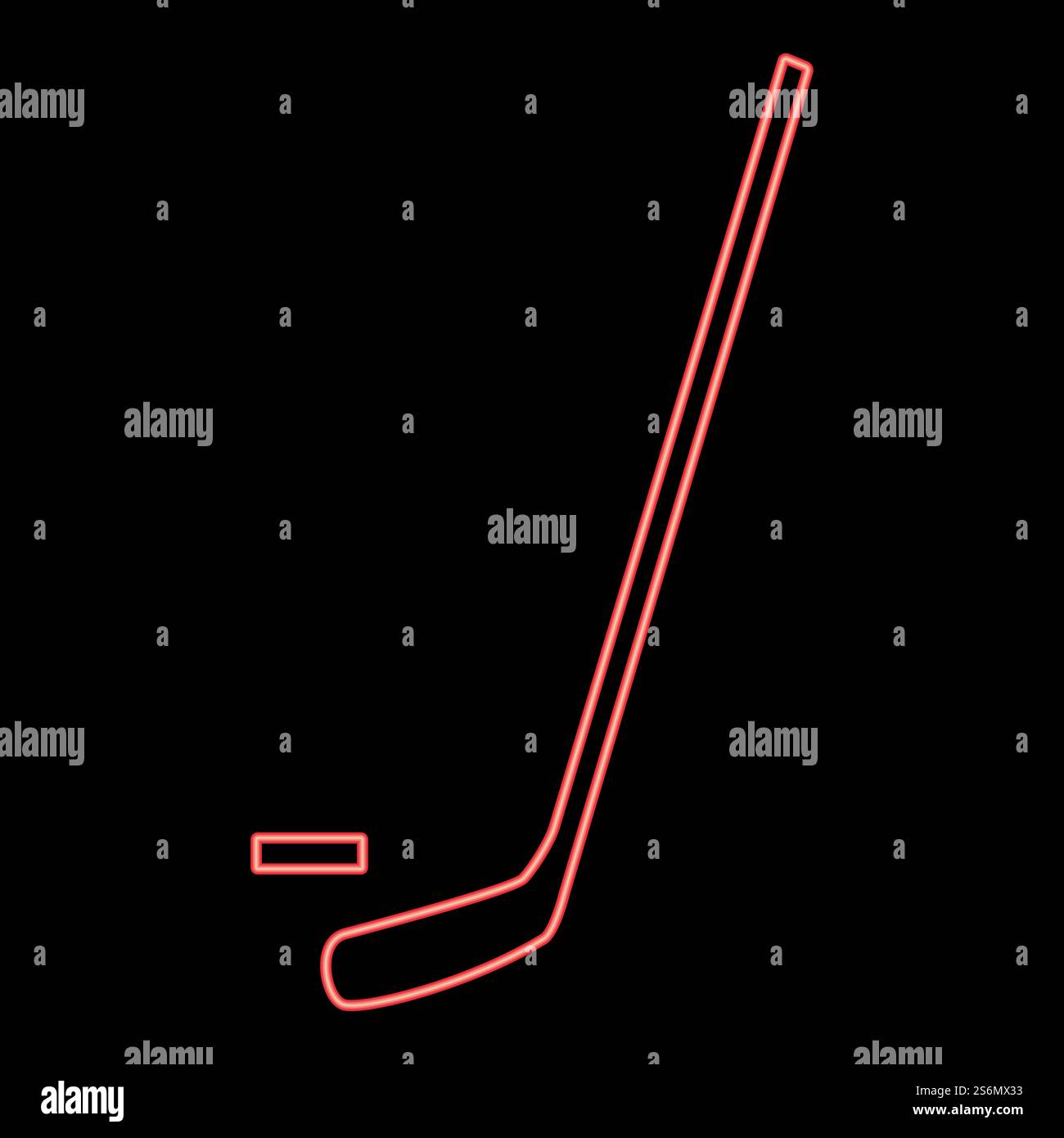 Neon hockey sticks and puck red color vector illustration flat style ...