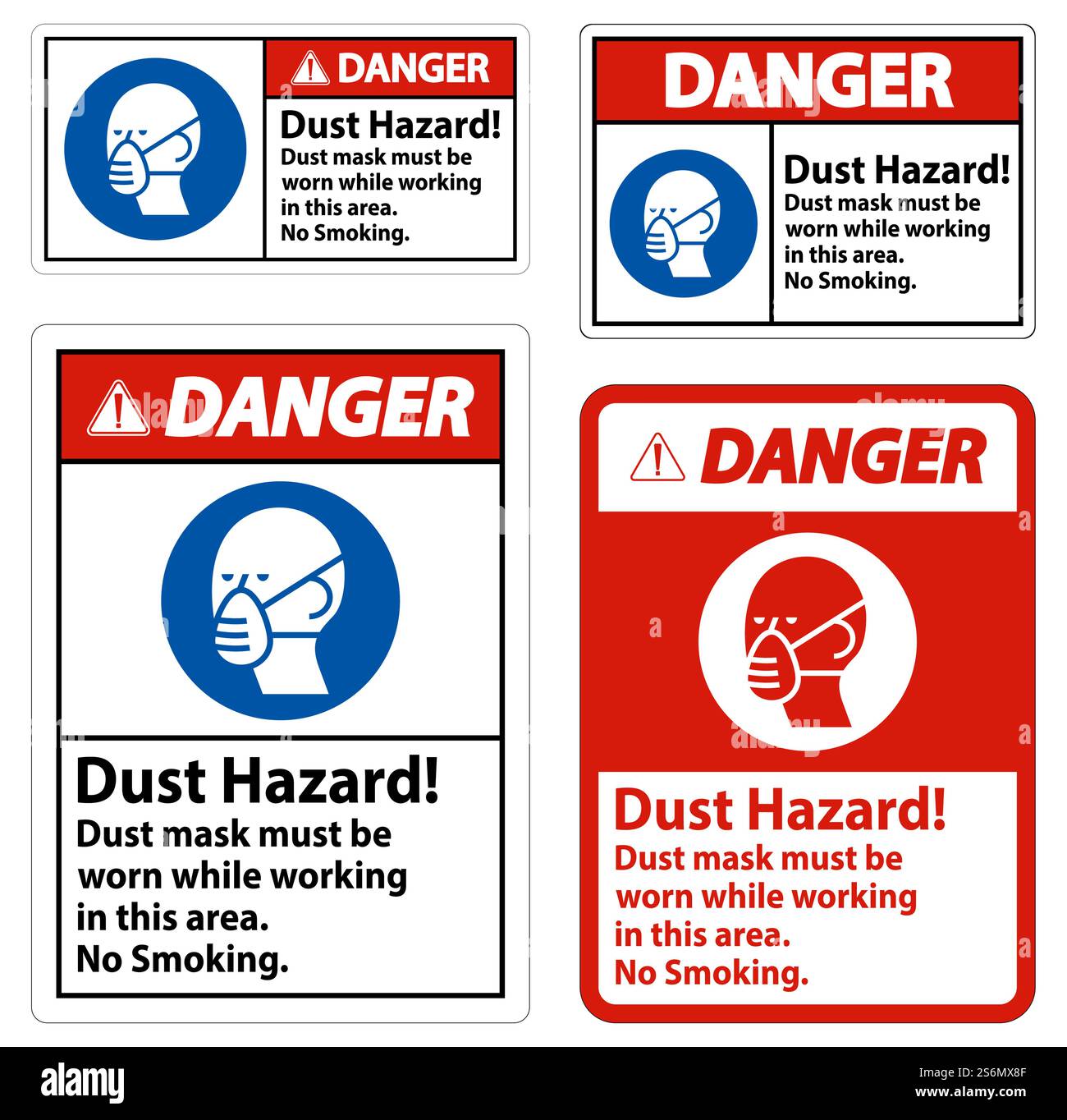 Danger No Smoking Sign Dust Hazard Dust Mask Must Be Worn While Working ...