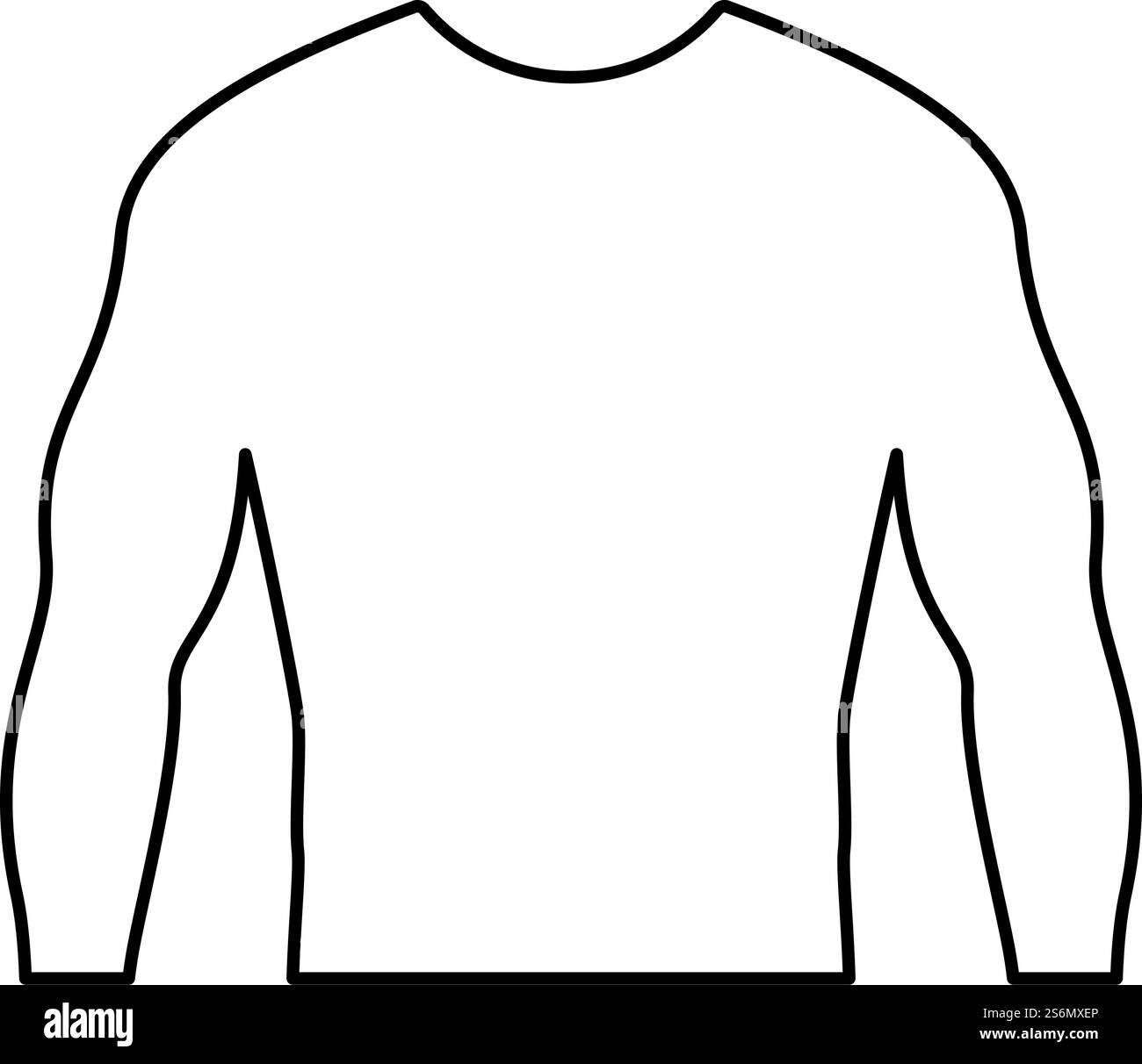 Rashguard Long sleeves top contour outline icon black color vector ...