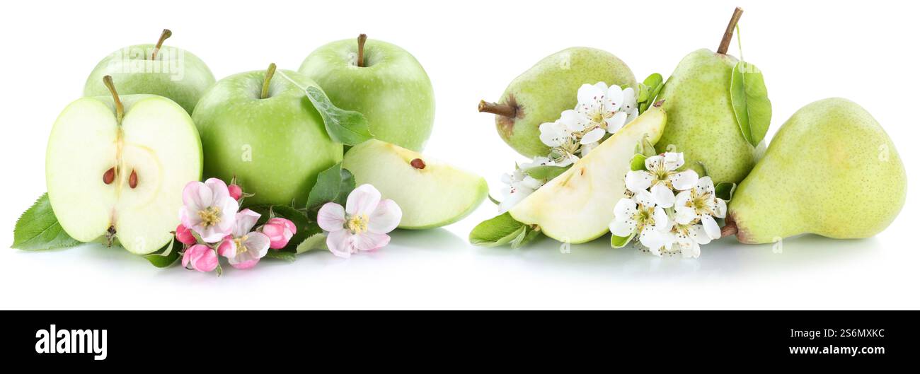 Apple and pear apples pears fruit green fresh fruit fruit cut cropped ...