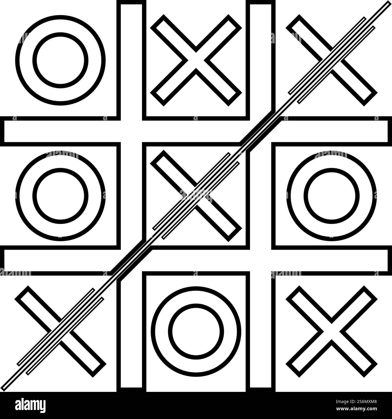 Tic tac toe contour outline icon black color vector illustration flat ...