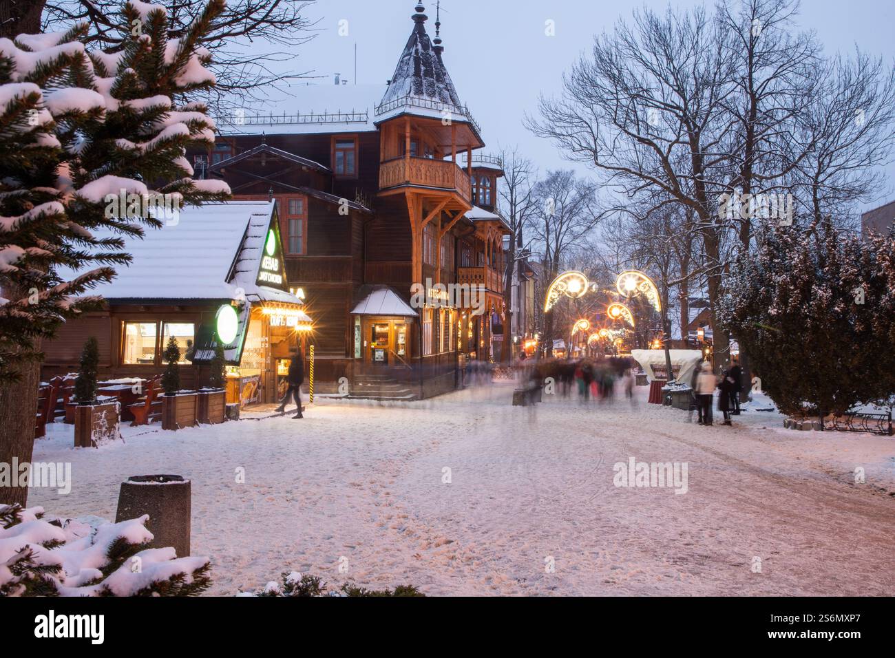 famous Krupowki street in winter in Zakopane Poland Stock Photo - Alamy