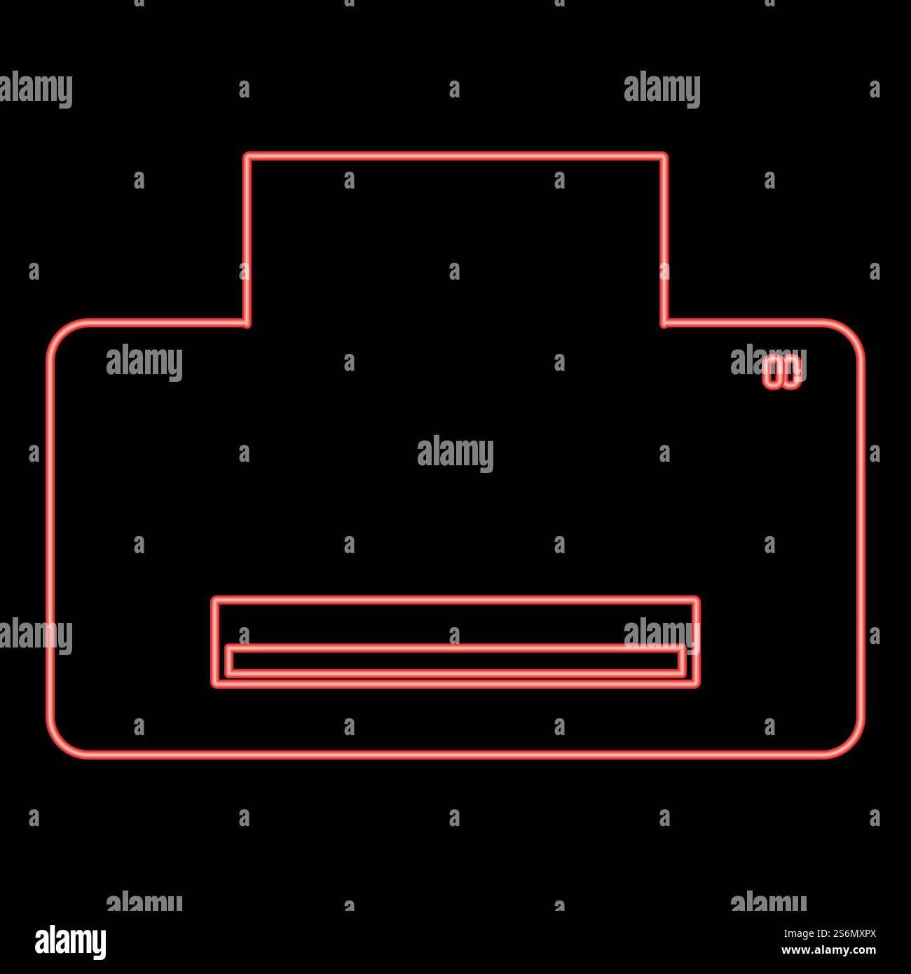 Neon printer red color vector illustration flat style light image. Neon ...