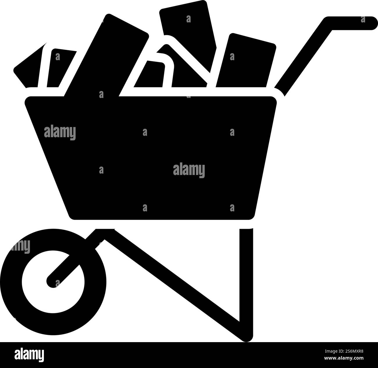 Icon Of Construction Cart. Black Stencil Design. Vector Illustration ...