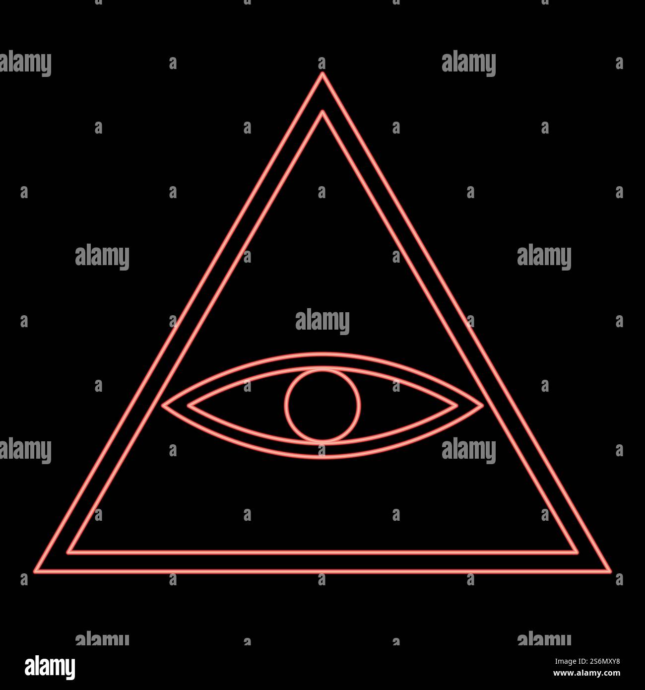Neon all seeing eye symbol red color vector illustration flat style ...