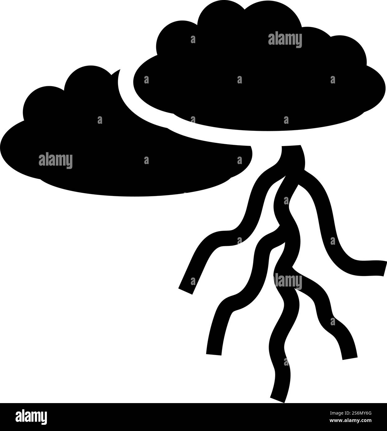 Clouds And Lightning Icon. Black Stencil Design. Vector Illustration ...
