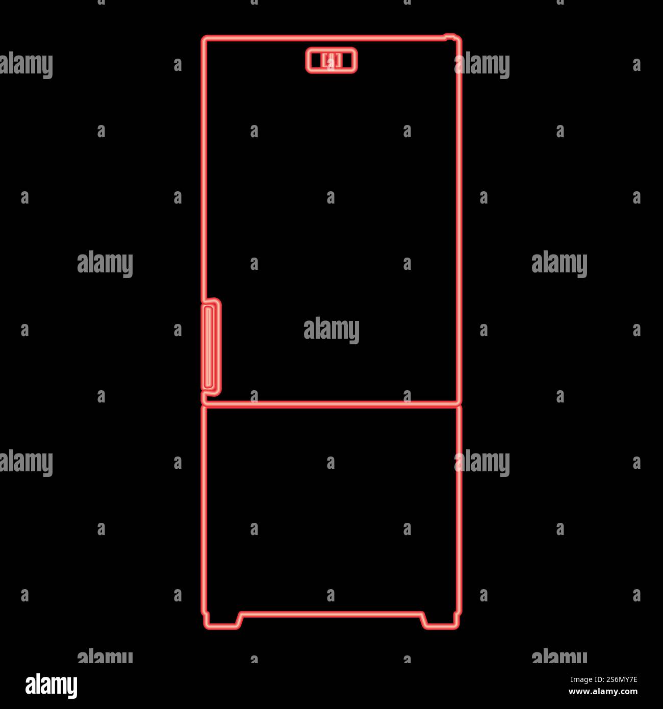 Neon refrigerator red color vector illustration flat style light image ...