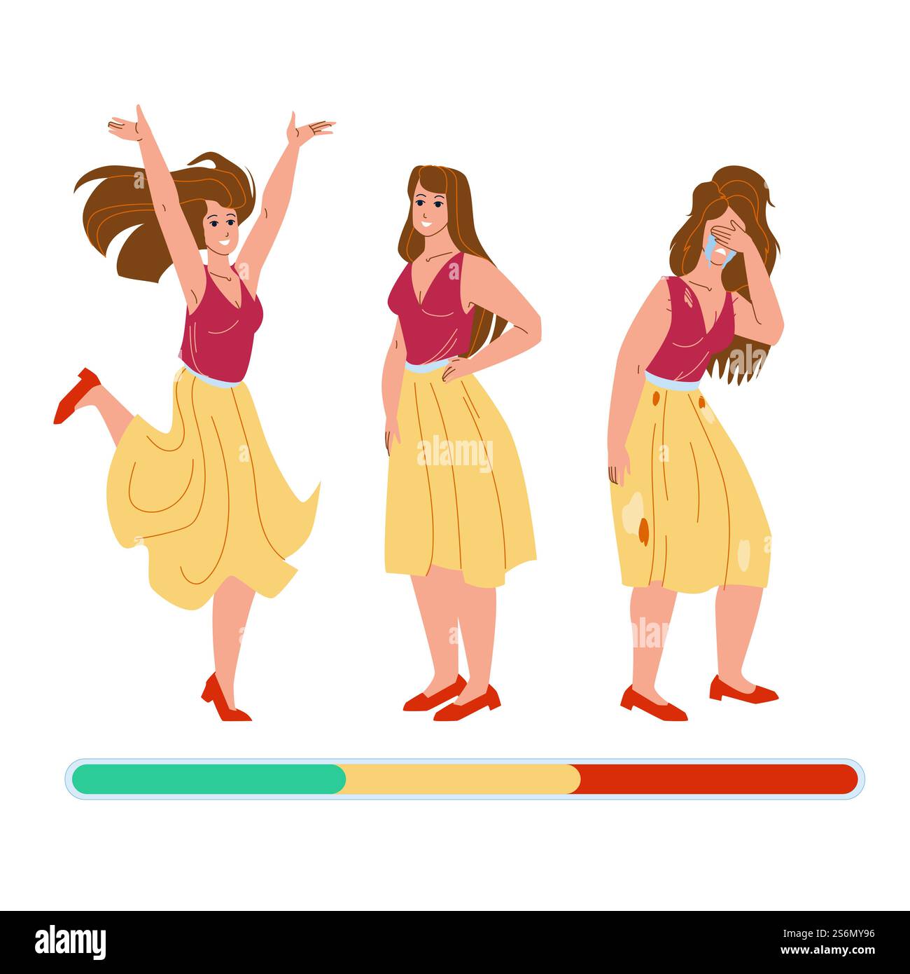 Woman Mood Laughing, Smiling And Crying Vector. Young Girl Different ...