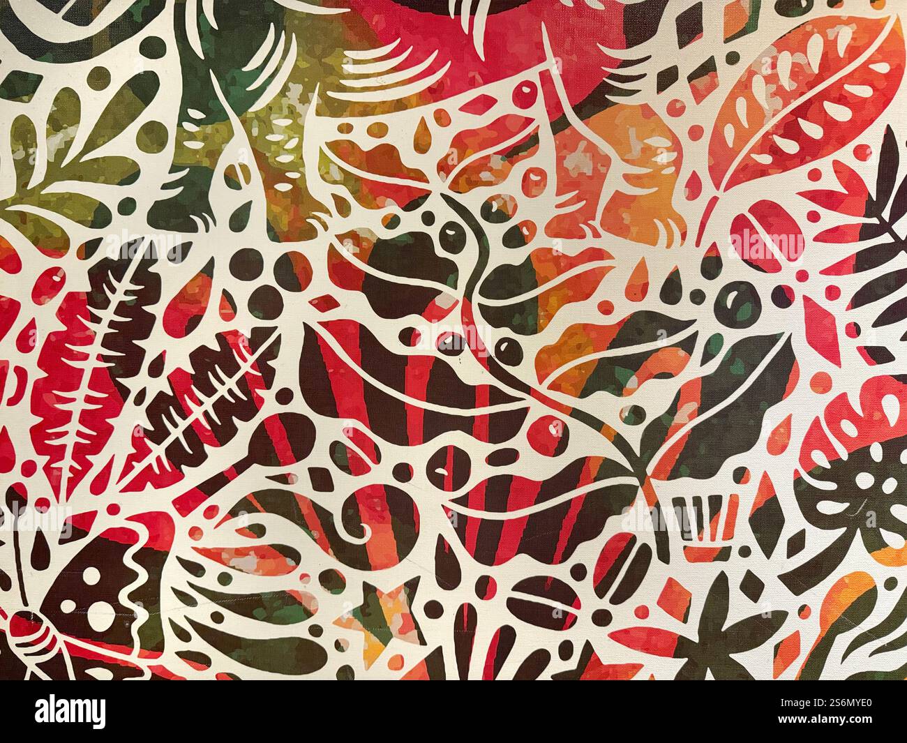Random colorful floral and leaves abstract pattern silhouette ...