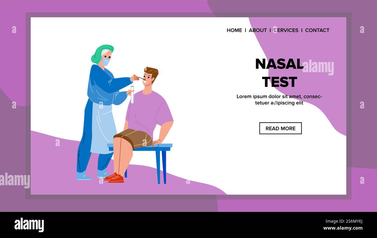 Nasal Test Make Nurser From Patient Nose Vector. Nasal Test Making ...