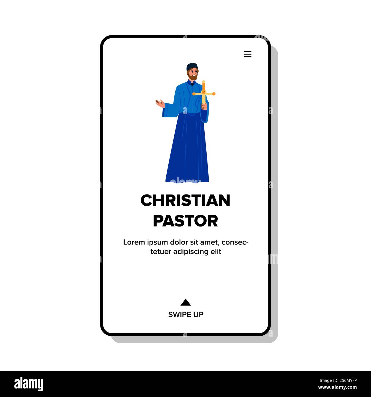 Christian Pastor In Christianity Church Vector. Christian Pastor Man ...