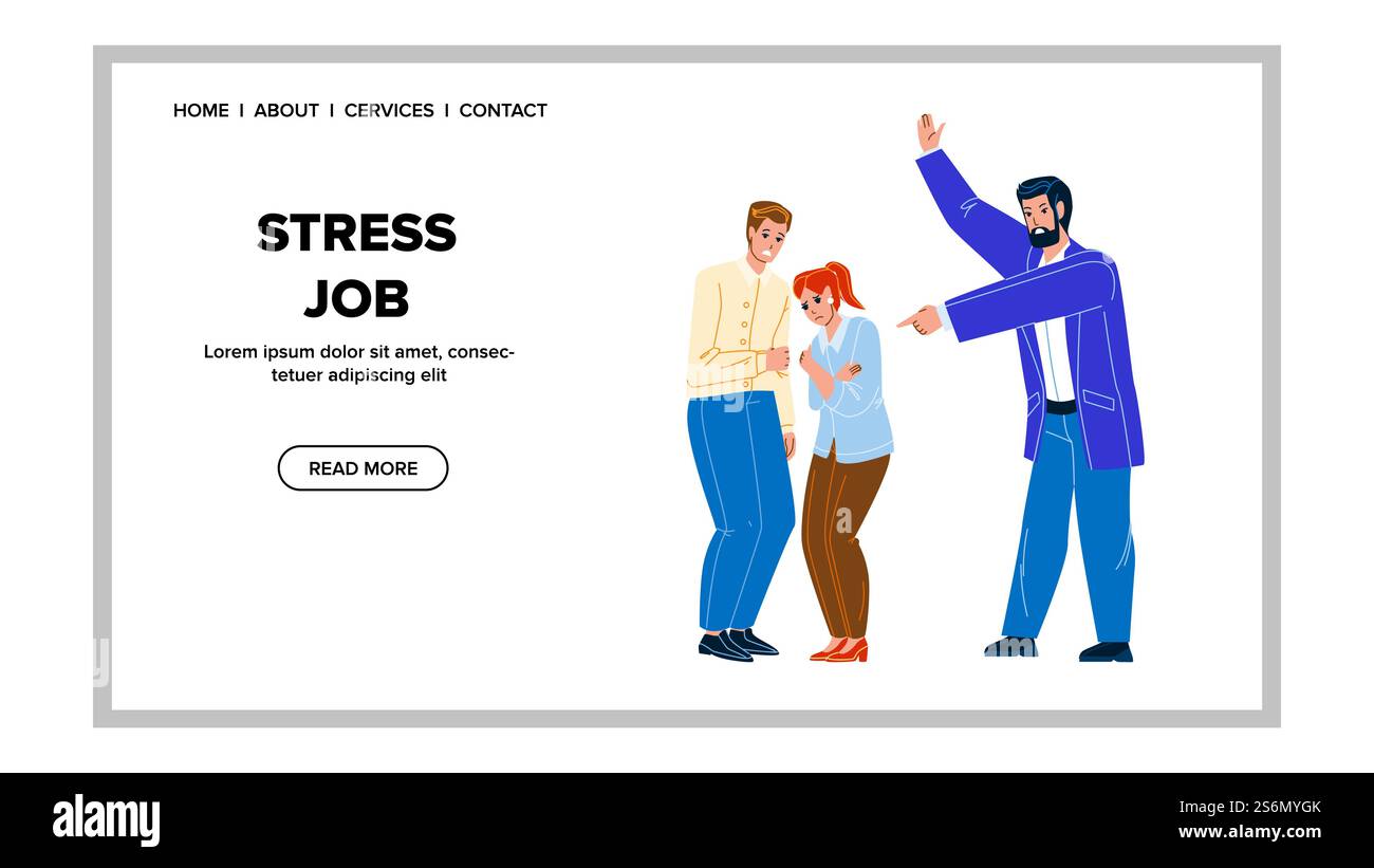 Stress Job Working Employees Togetherness Vector. Director Angry ...
