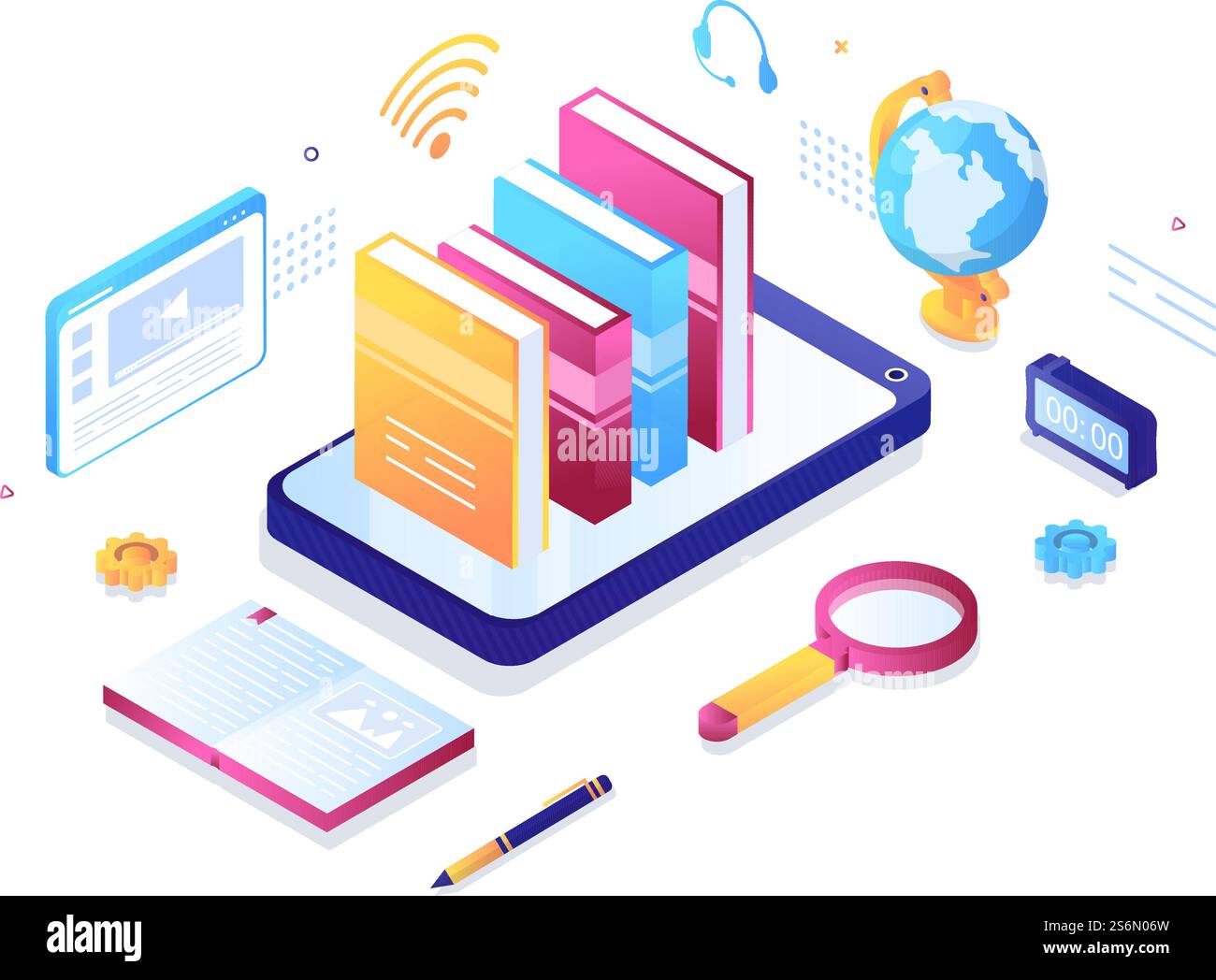 Online Library Digital Education Background with Distance Learning ...