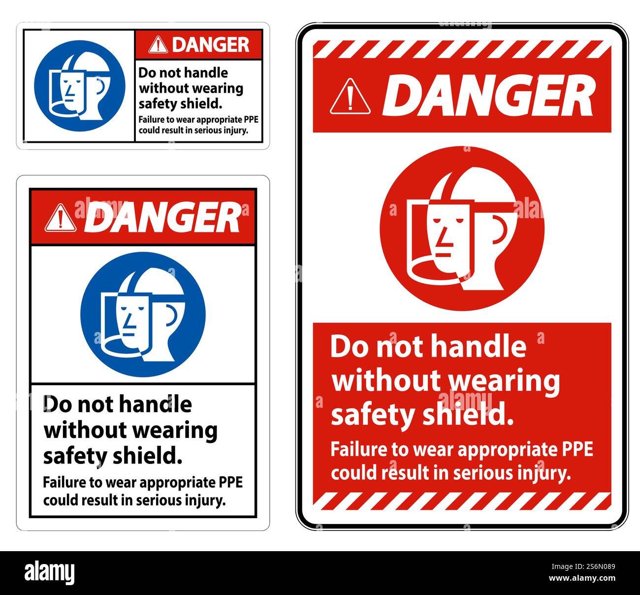 Danger Sign Do Not Handle Without Wearing Safety Shield, Failure To ...