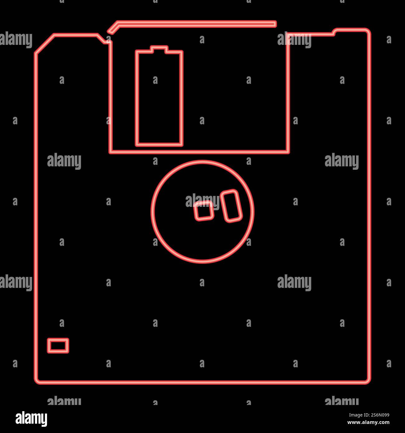 Neon floppy disk red color vector illustration flat style light image ...