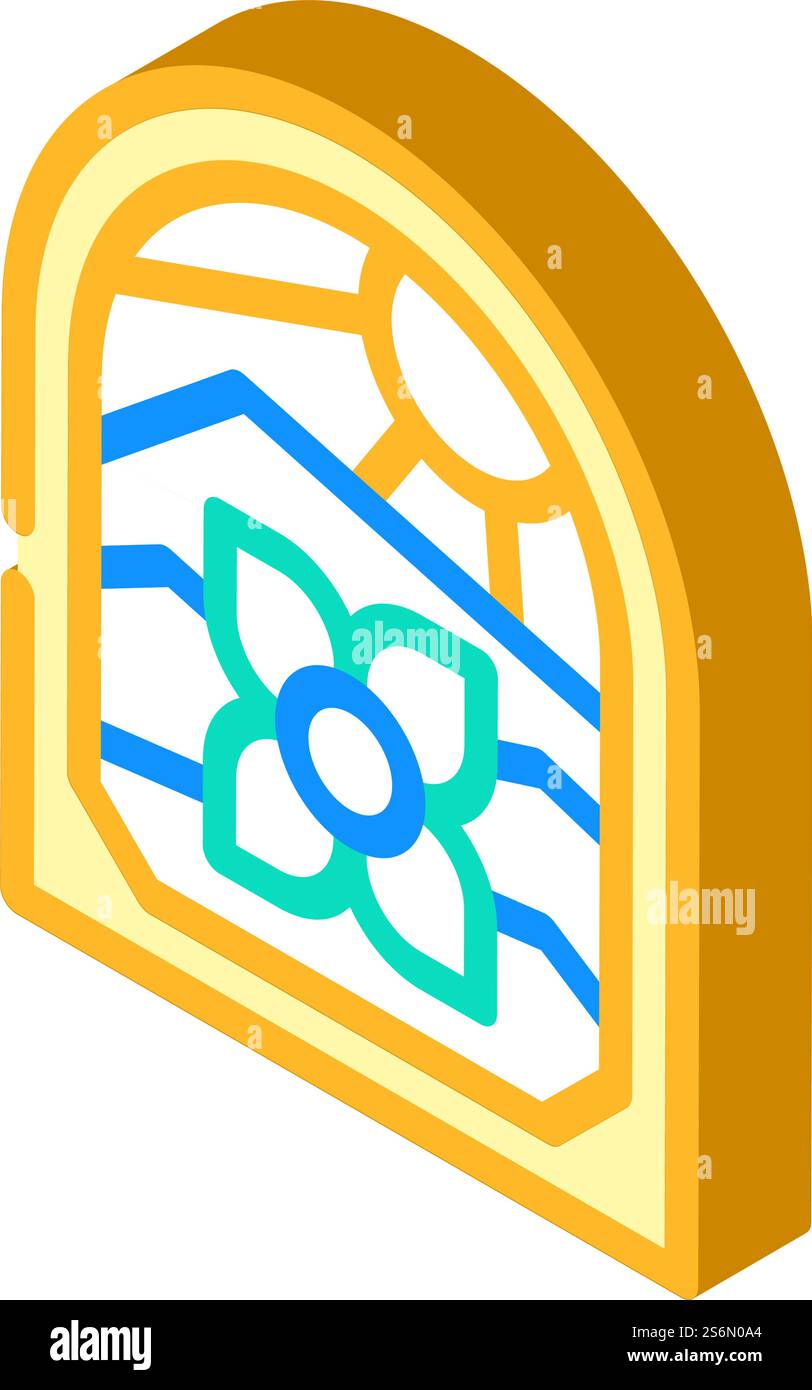stained glass isometric icon vector. stained glass sign. isolated ...