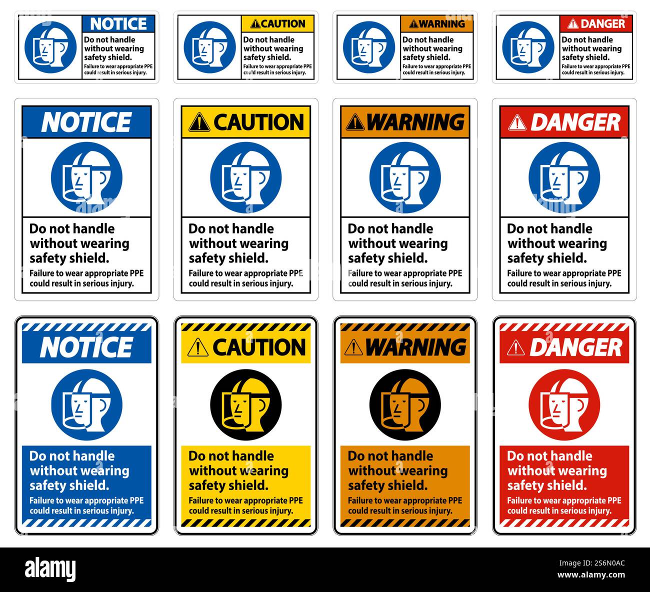 Warning Sign Do Not Handle Without Wearing Safety Shield, Failure To ...