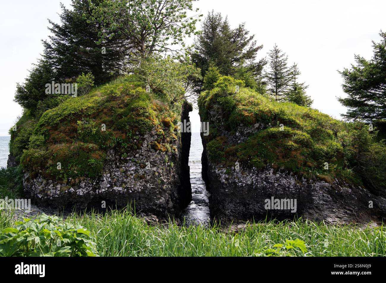 Split rock - landscape on the coast of Katmai, Alaska Stock Photo - Alamy