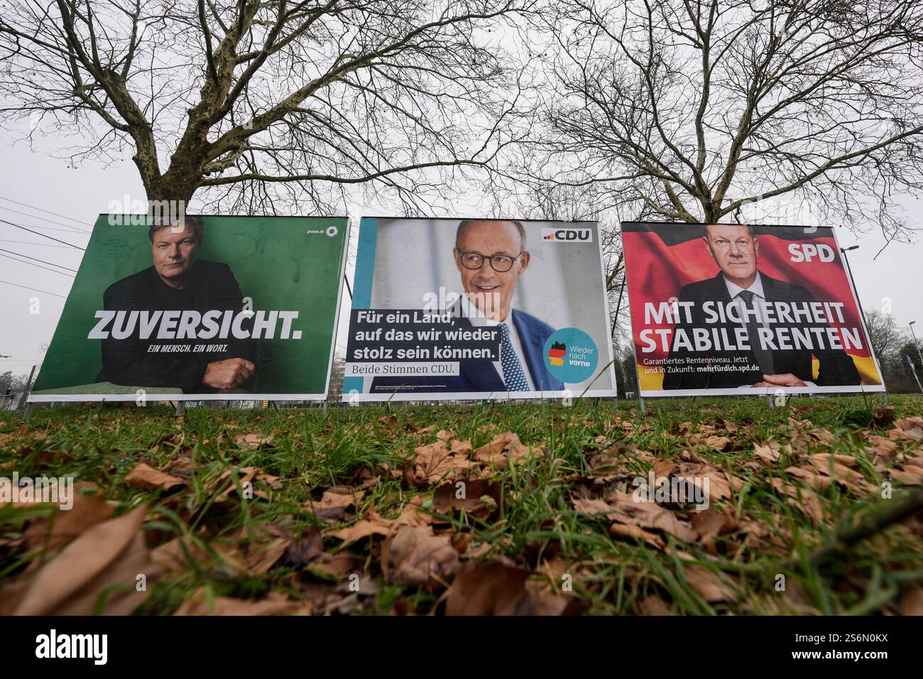 Election posters at a street in Duesseldorf, Germany, show the top ...