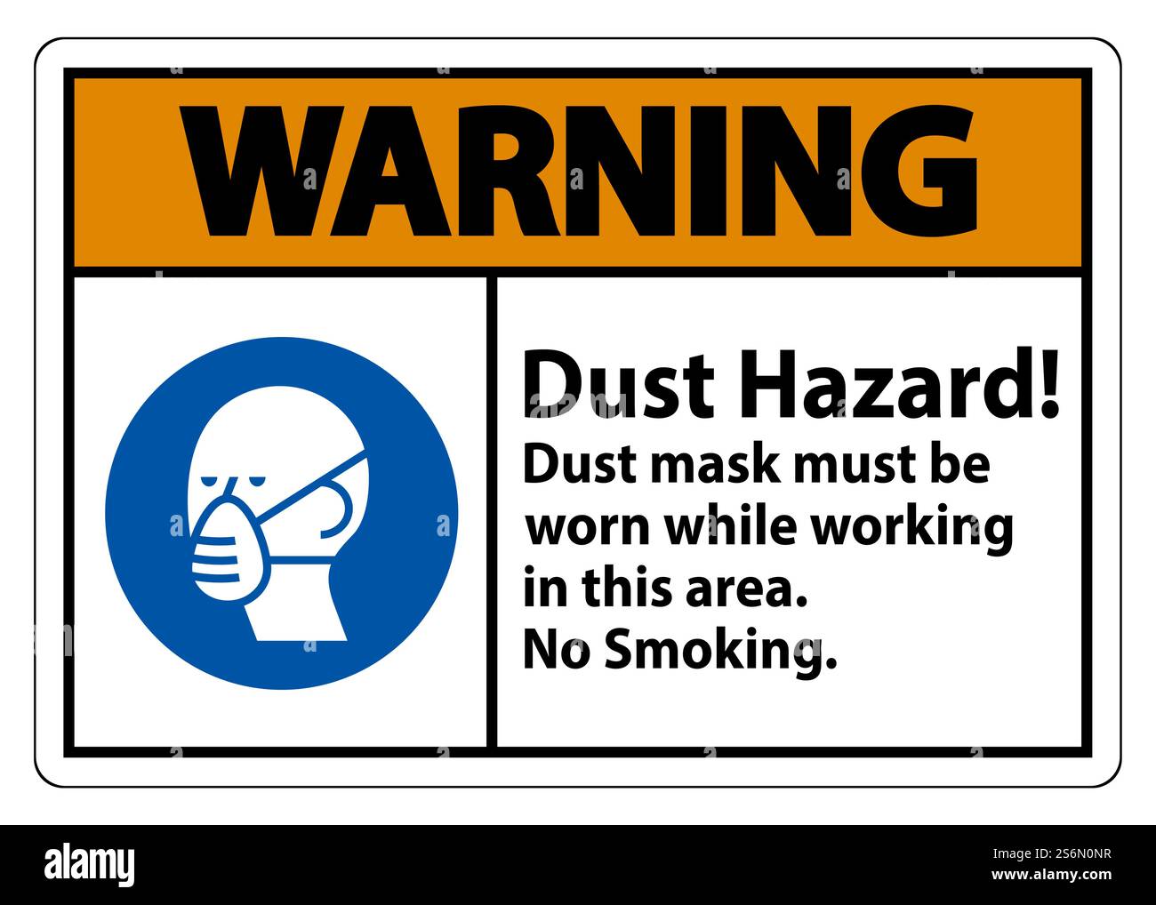 Warning No Smoking Sign Dust Hazard Dust Mask Must Be Worn While ...
