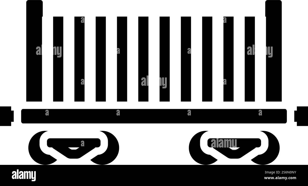 Railway Cargo Container Icon. Black Stencil Design. Vector Illustration ...