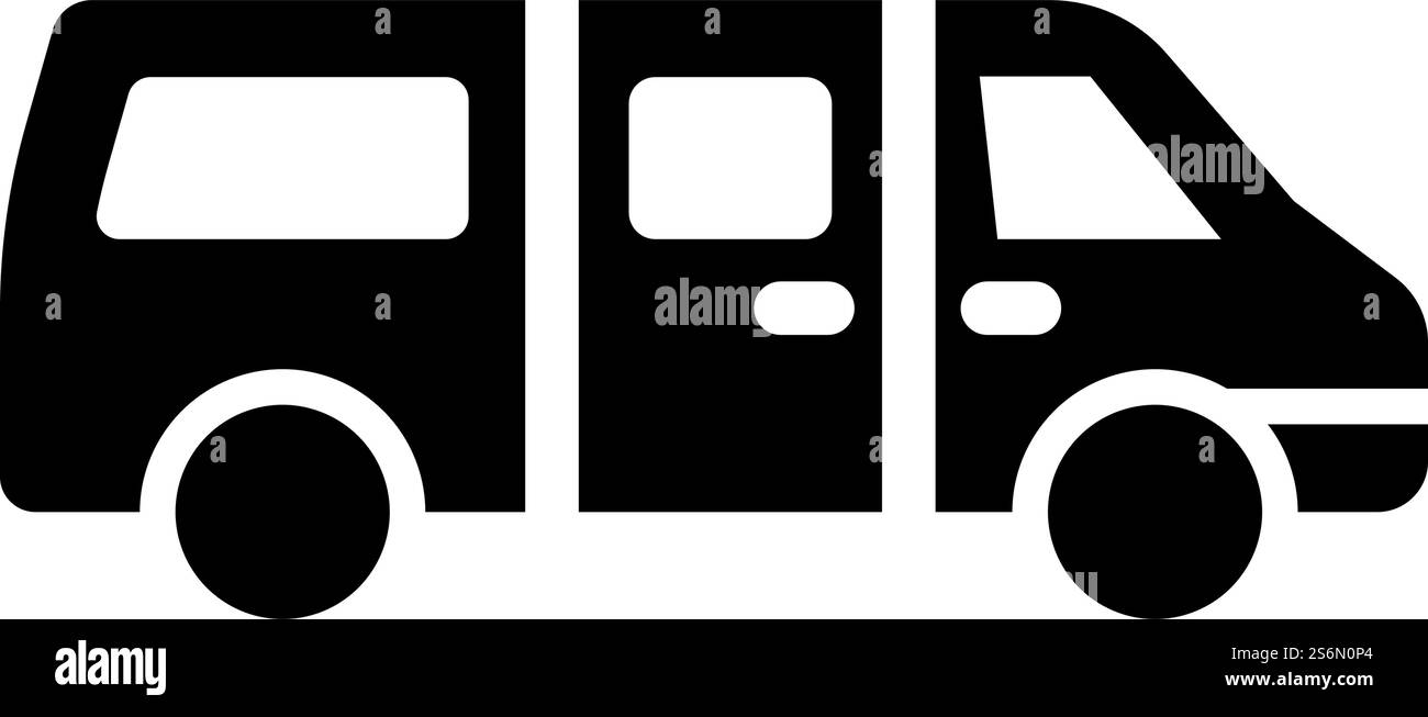 Commercial Van Icon. Black Stencil Design. Vector Illustration Stock ...