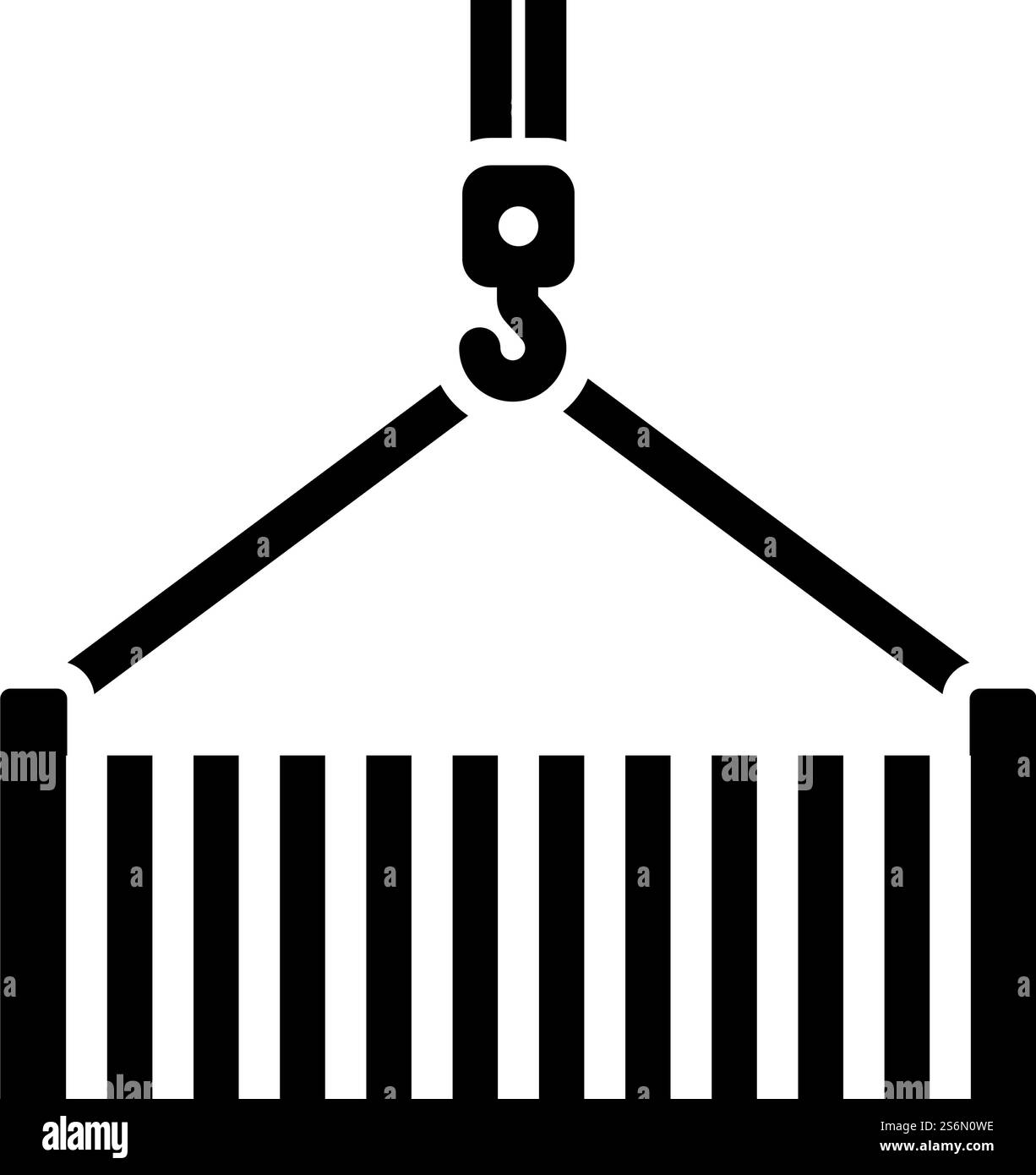 Crane Hook Lifting Container. Black Stencil Design. Vector Illustration ...