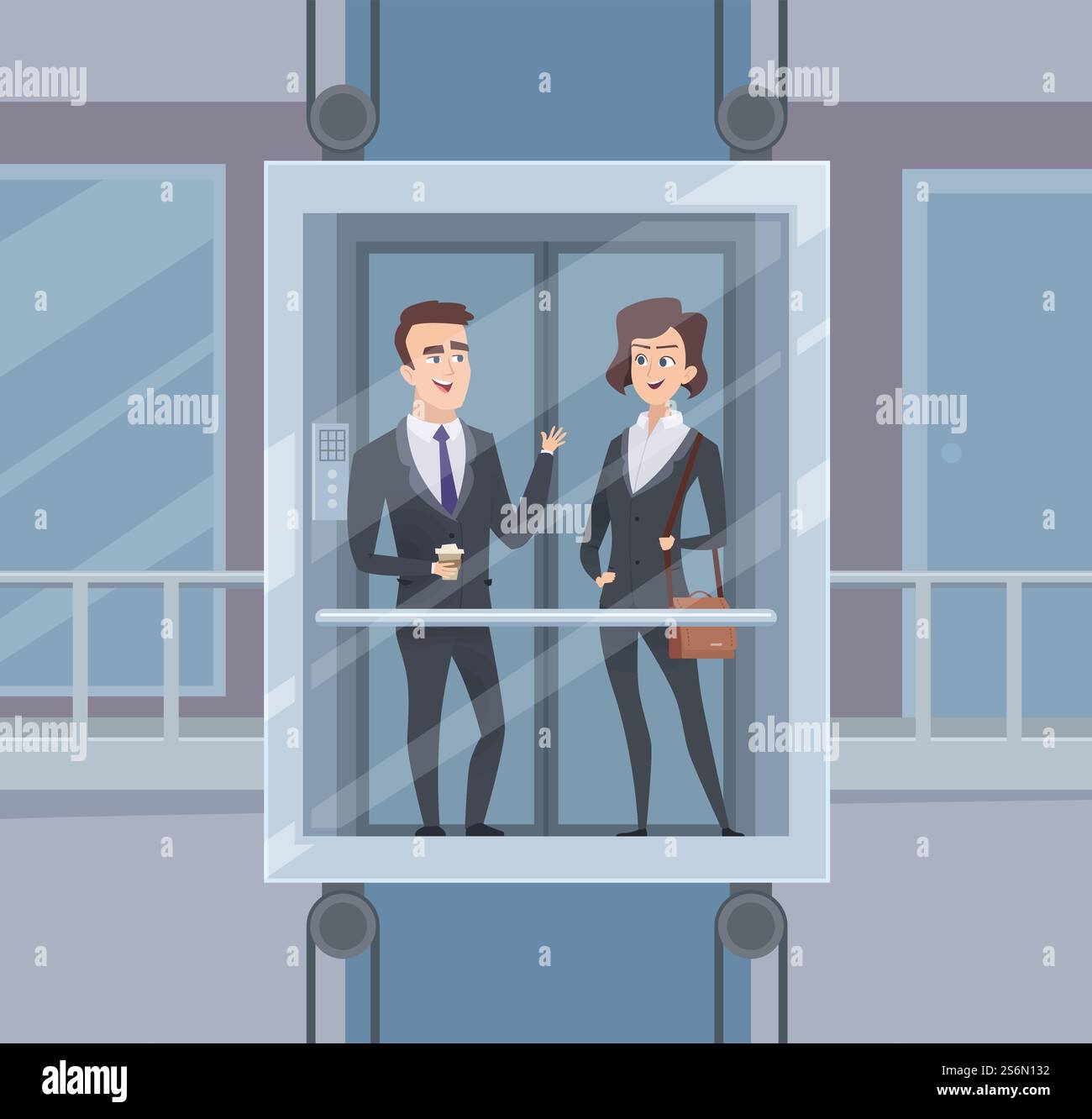 Elevator talk. Businessmen dialogue in elevator business conversation ...