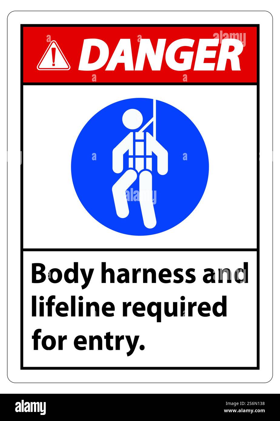 Danger Sign Body Harness And Lifeline Required For Entry Stock Vector ...