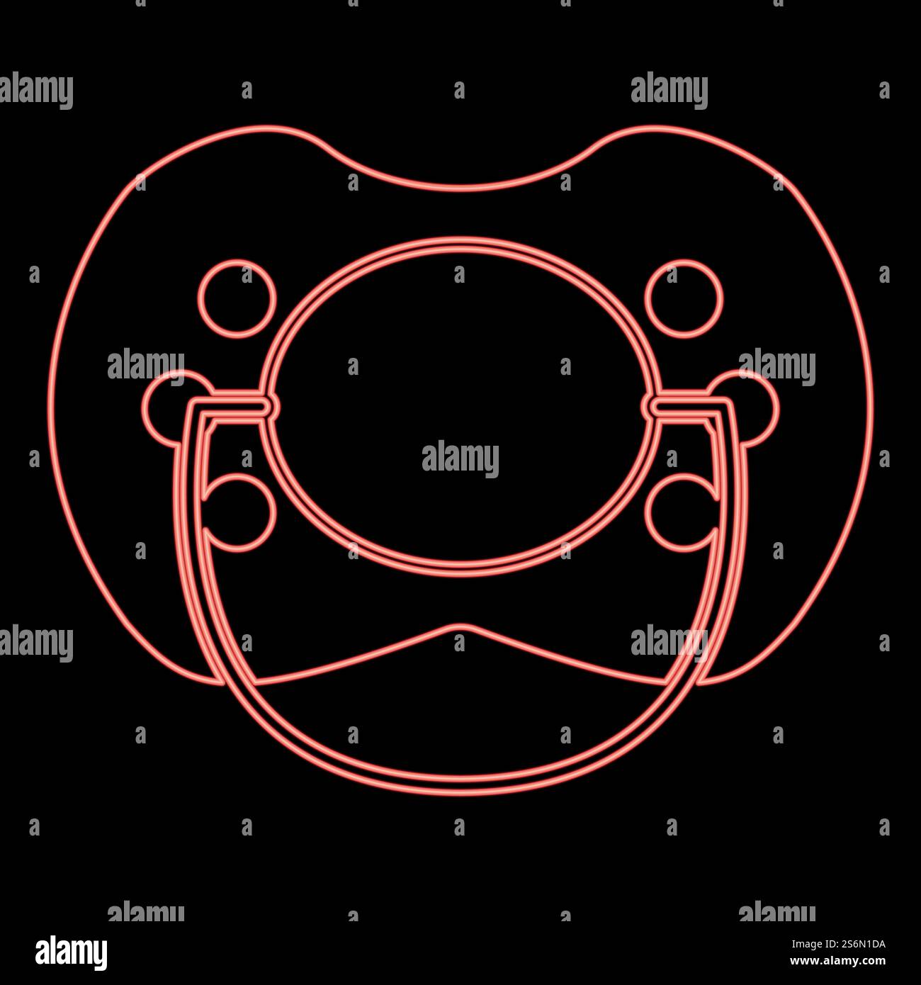 Neon baby pacifier red color vector illustration flat style light image ...