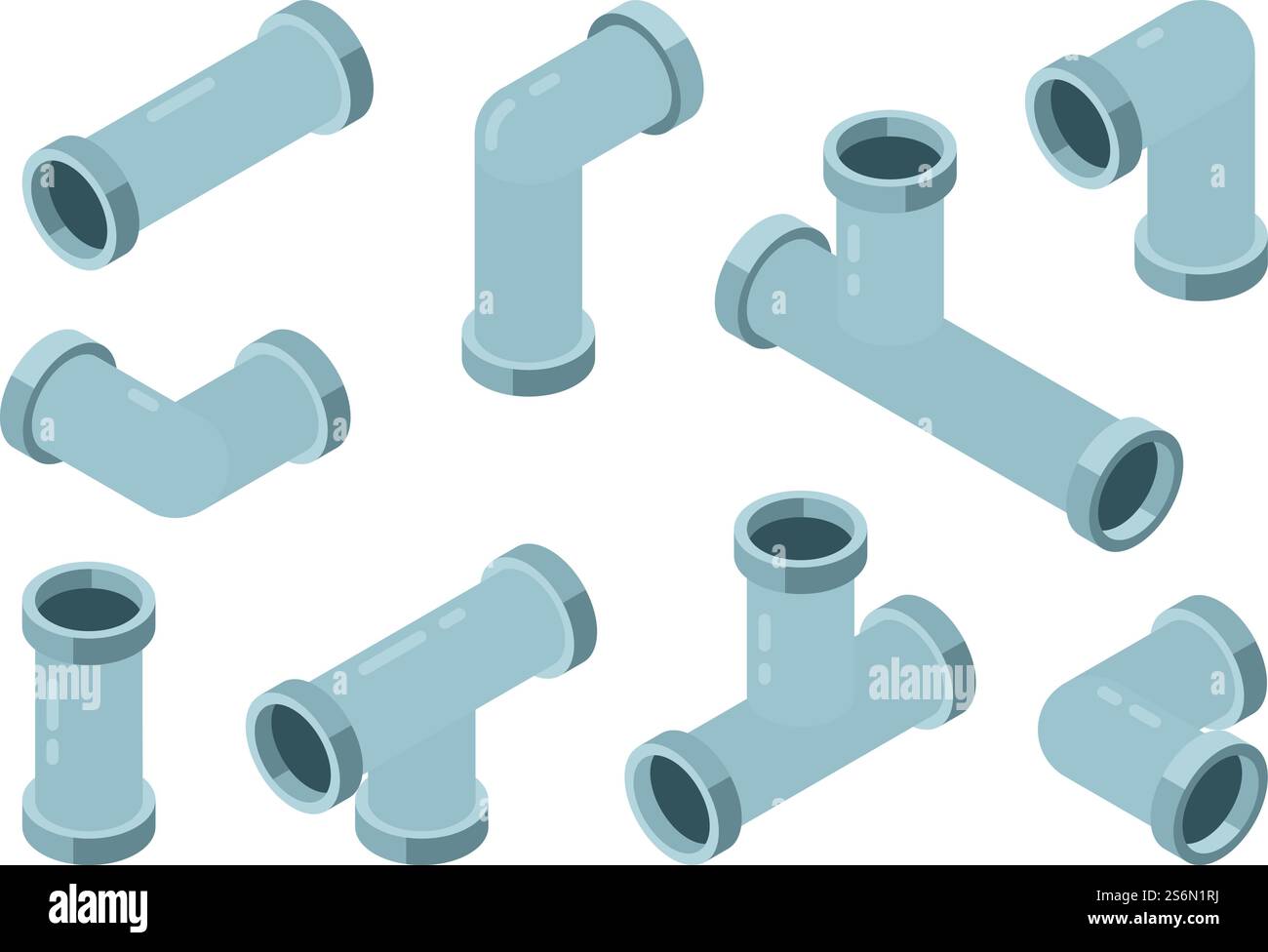 Pipe isometric. Industrial connection oil pipes with red valve vector ...