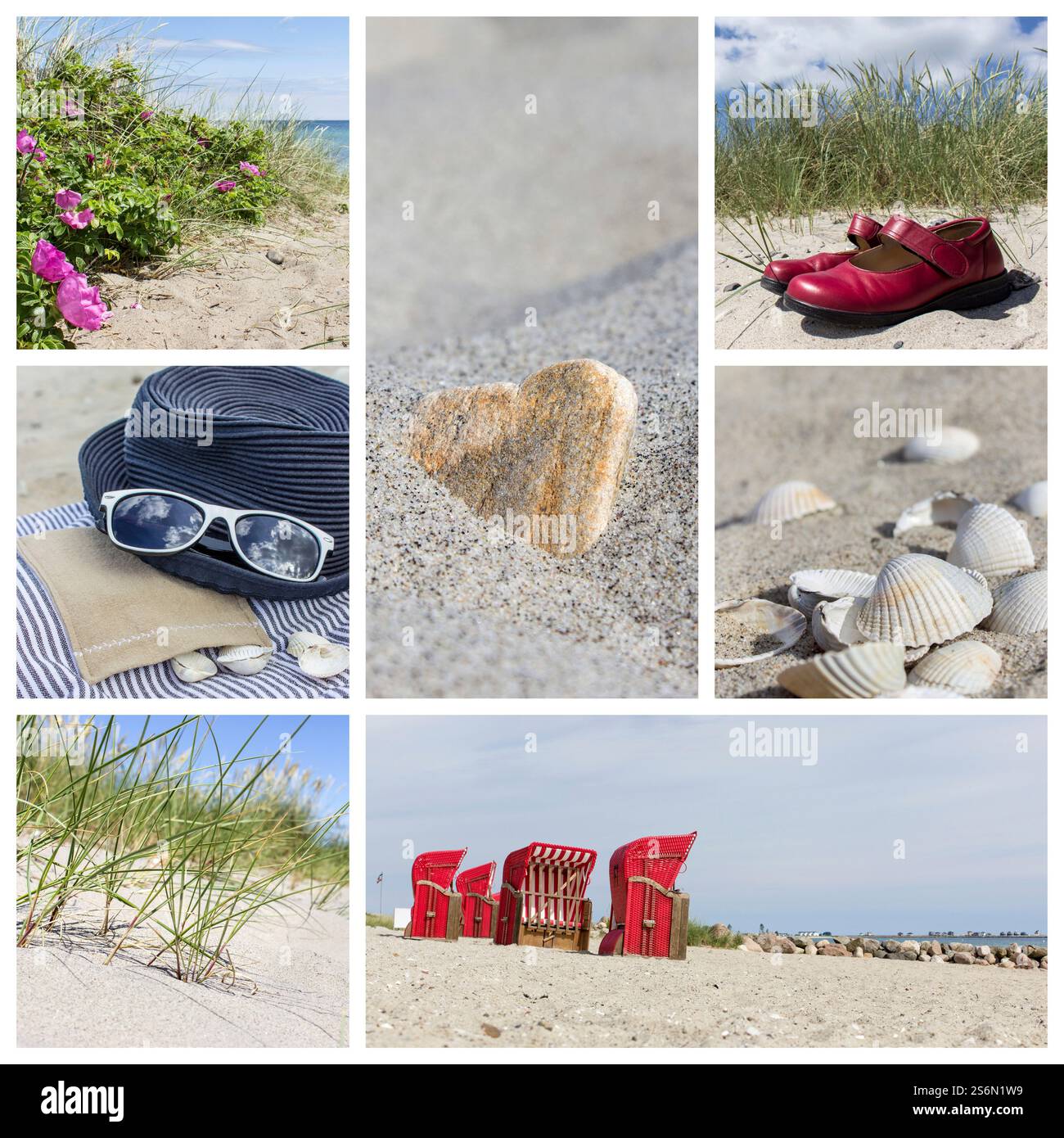 Collage with beach motifs Stock Photo - Alamy