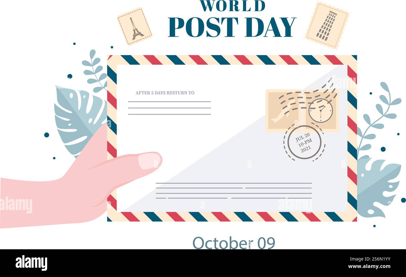 World Post Day Background Which is Celebrated on October 9 with Mail ...