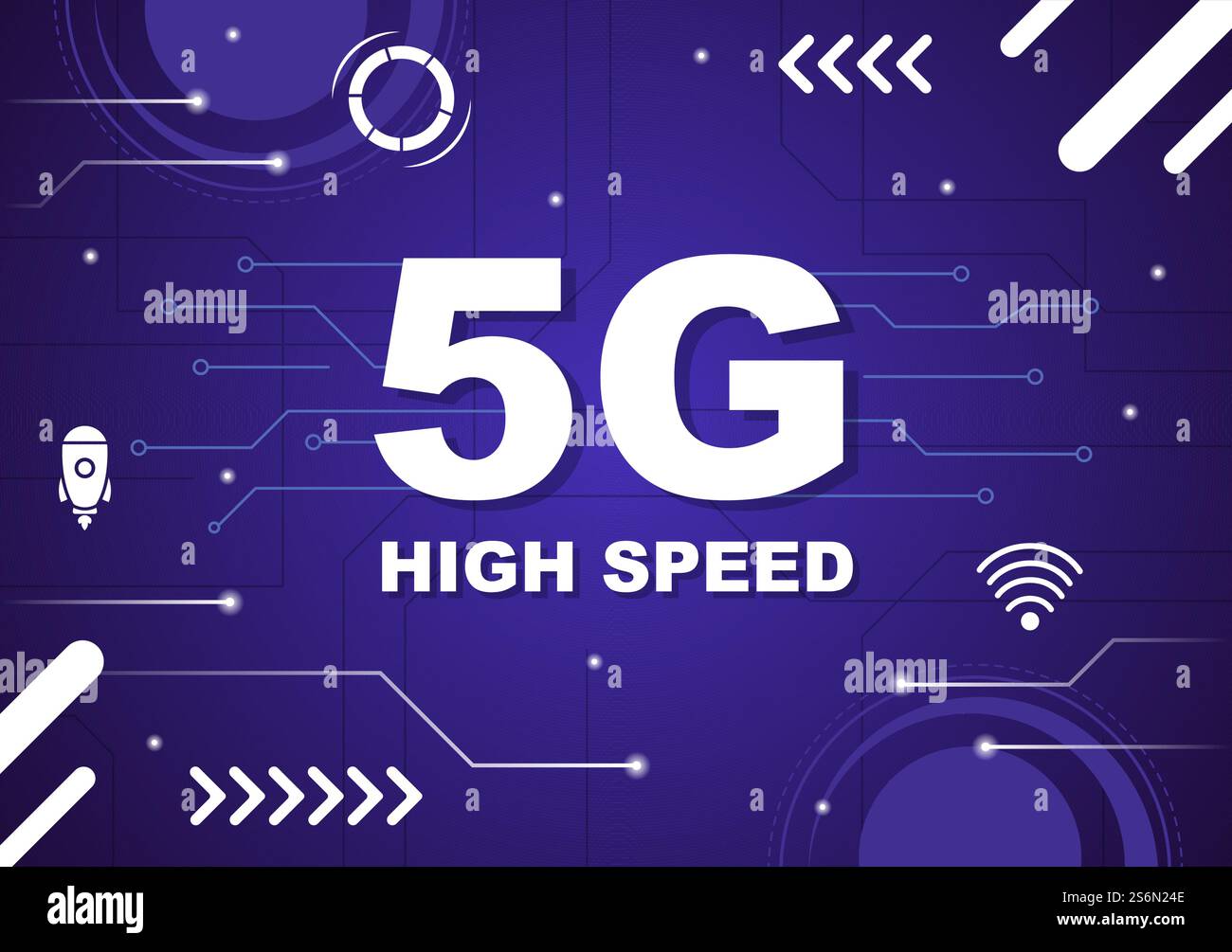 5G Network Wireless Technology Smartphone with Transmitter Tower Set Up High-Speed Mobile ...