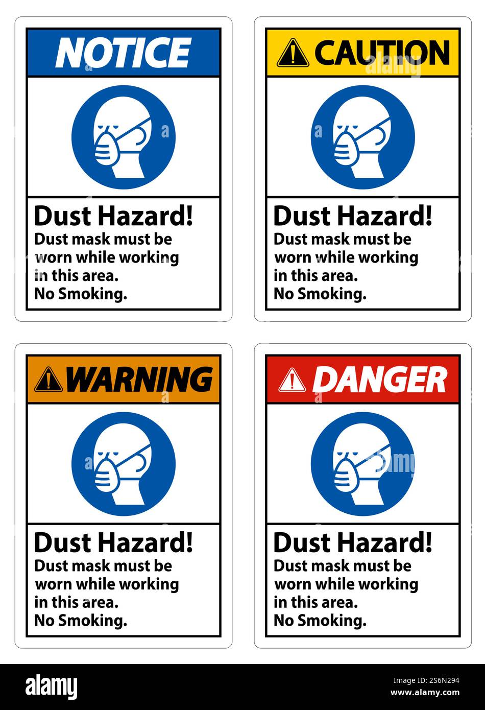 Warning No Smoking Sign Dust Hazard Dust Mask Must Be Worn While ...