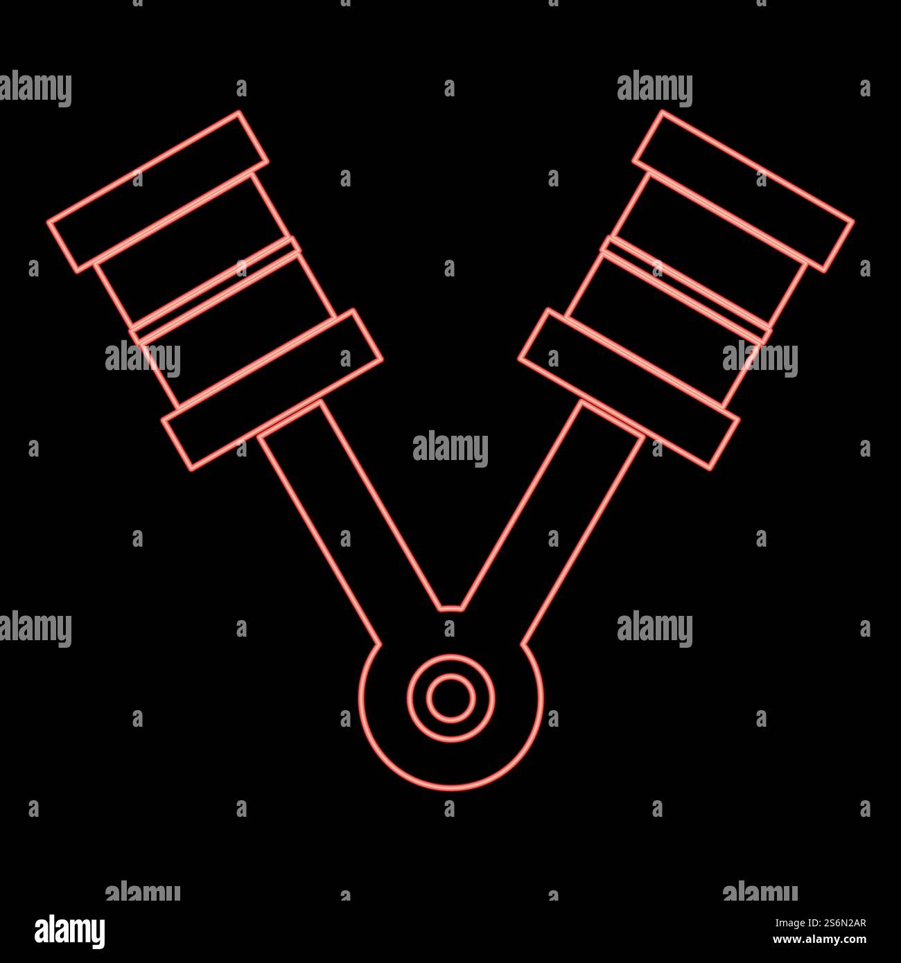 Neon pistons red color vector illustration flat style light image. Neon ...