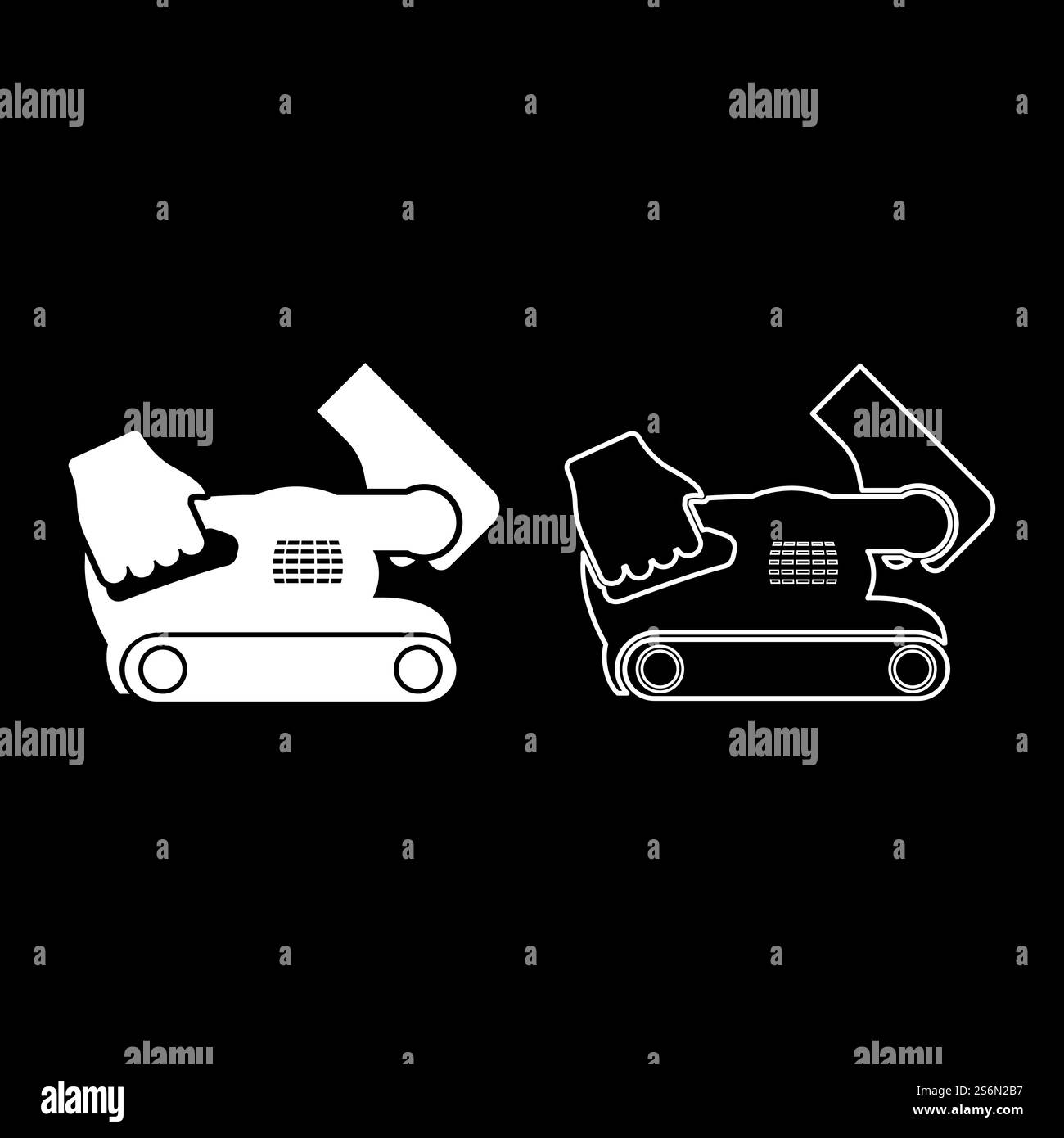 Belt sander in hand holding tool use Arm using circular sheet Electric ...