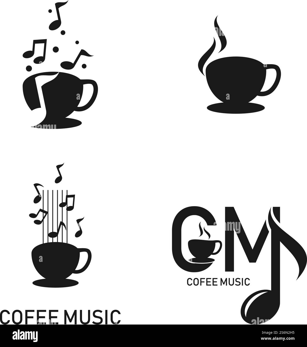 Coffee and music logo vector flat design Stock Vector Image & Art - Alamy