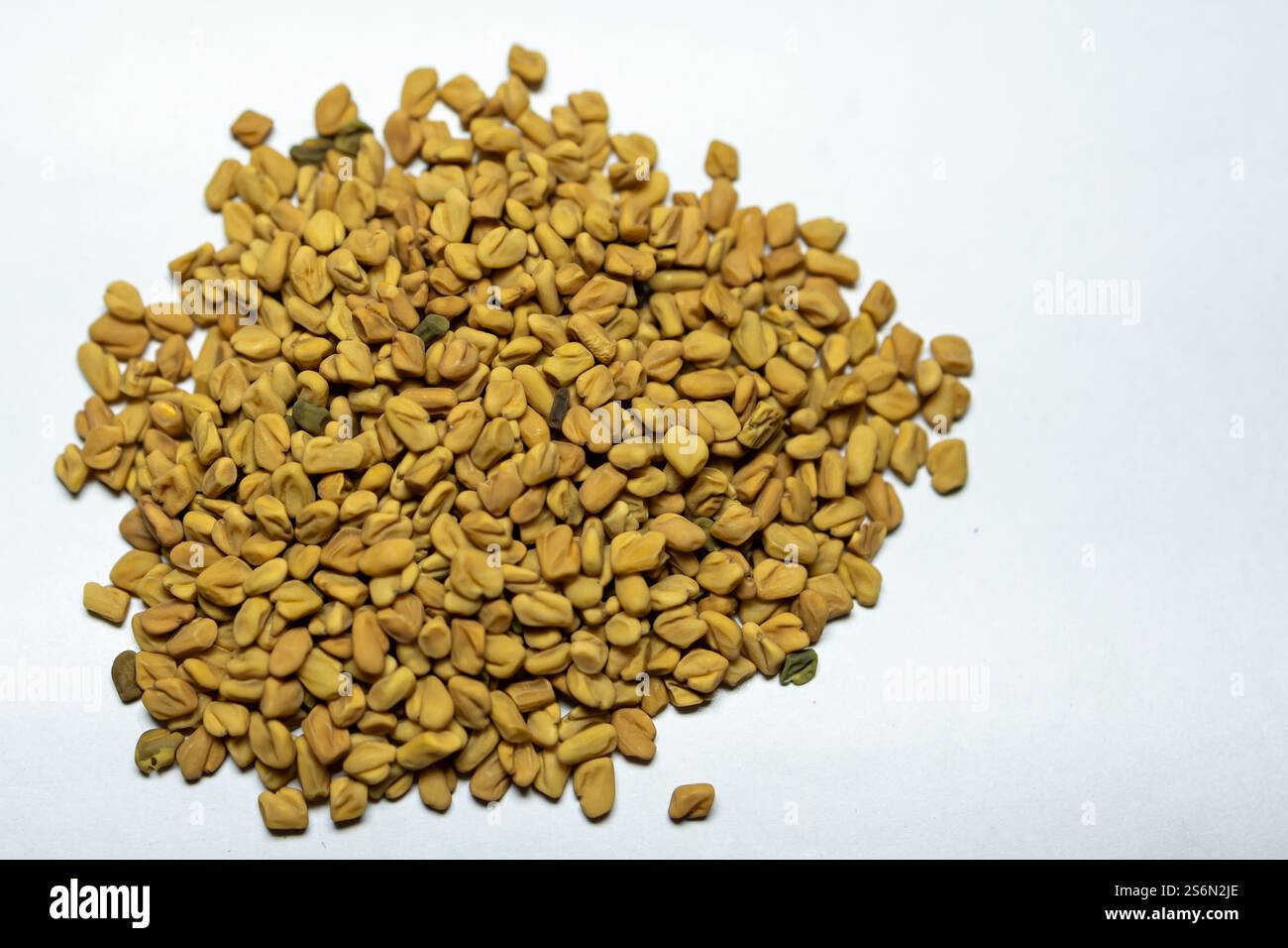 fresh isolated raw fenugreek seeds in palm on white background studio ...