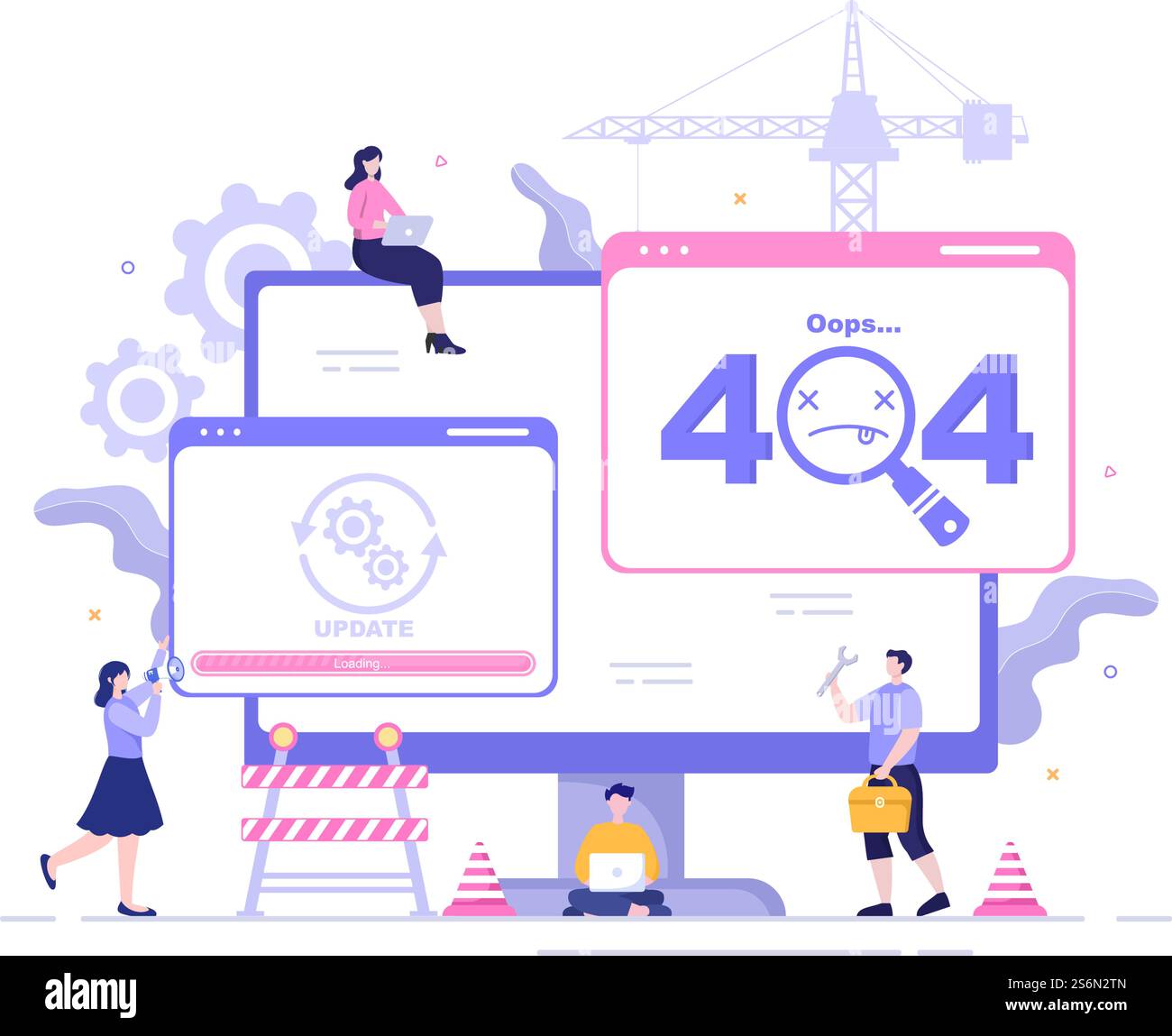 Software System Under Maintenance Vector Illustration. Error Website ...