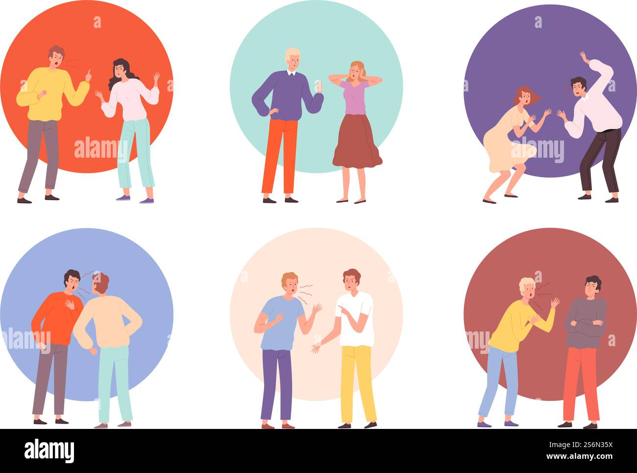 Conflict persons. Screaming people disrespect angry conversation ...