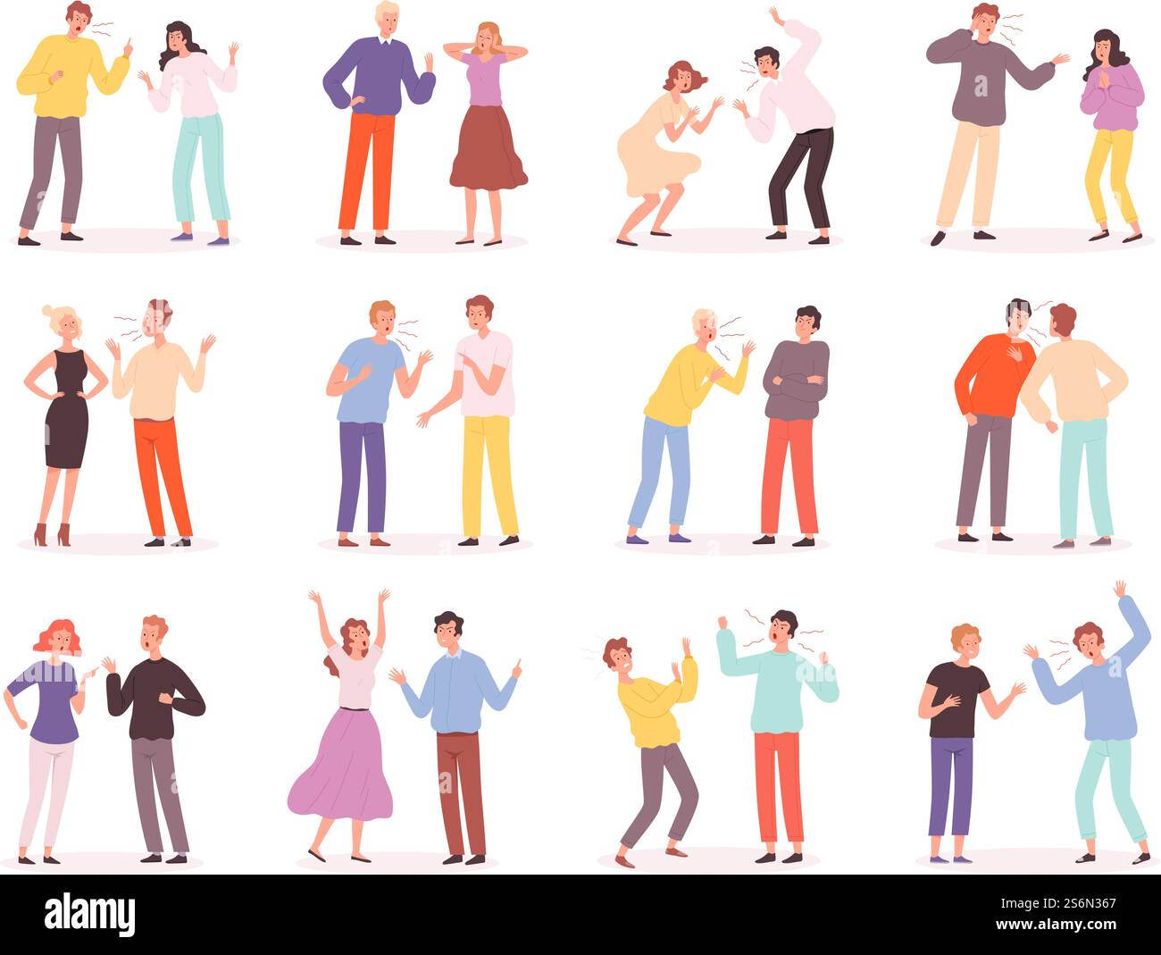 Quarrel people. Unhappy conflict family bad relationship trouble ...