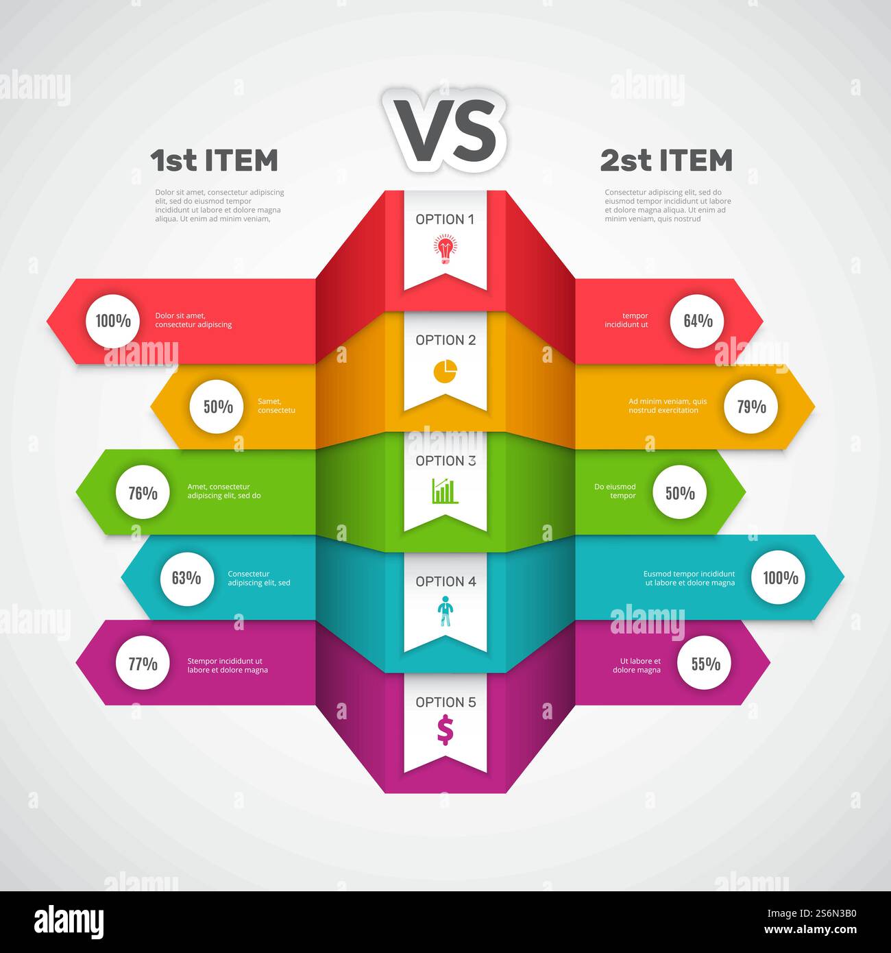 Comparison infographic. Business chart with choice elements or products ...